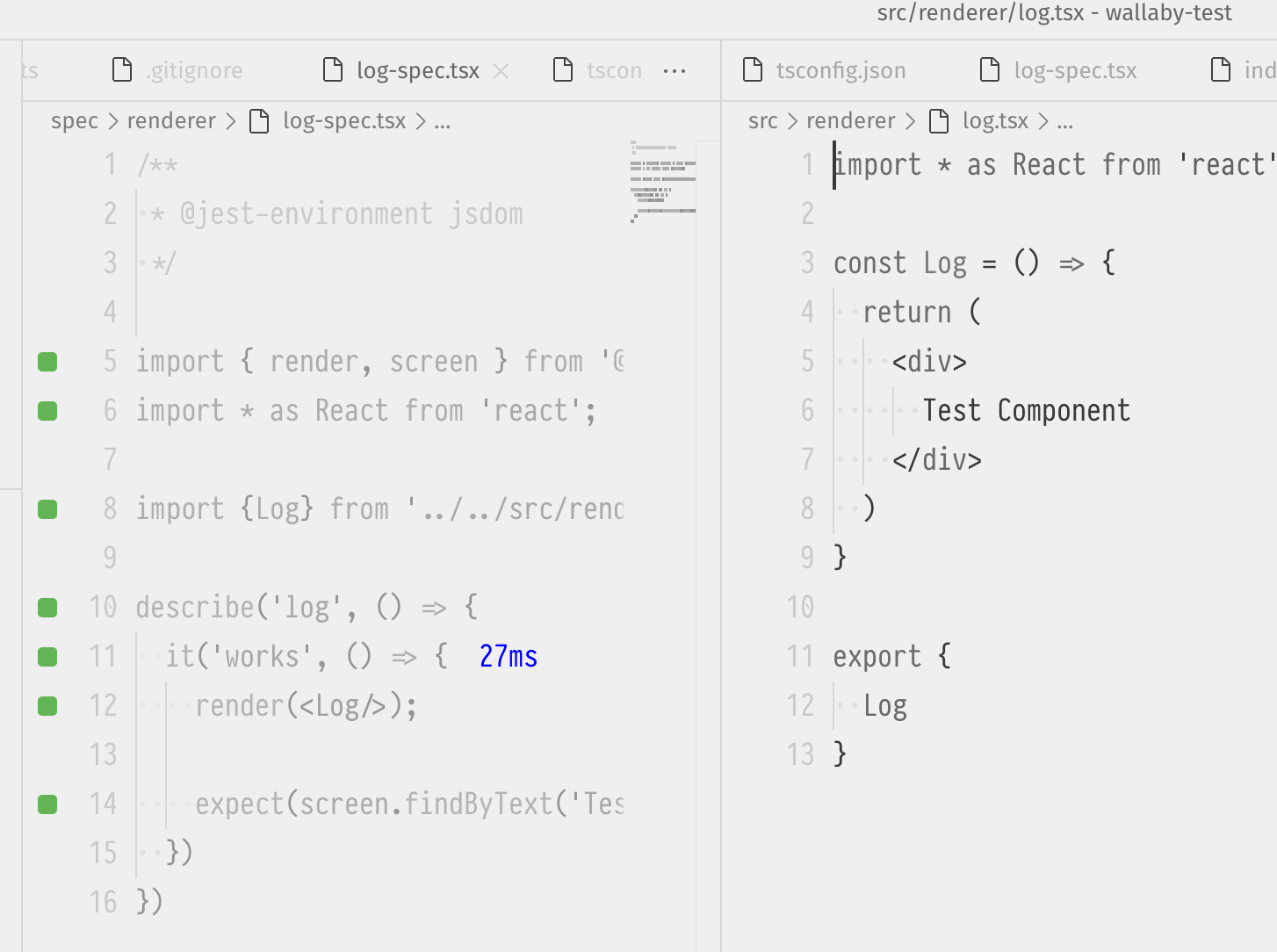 Test coverage does not include react component for selective jsdom env ...