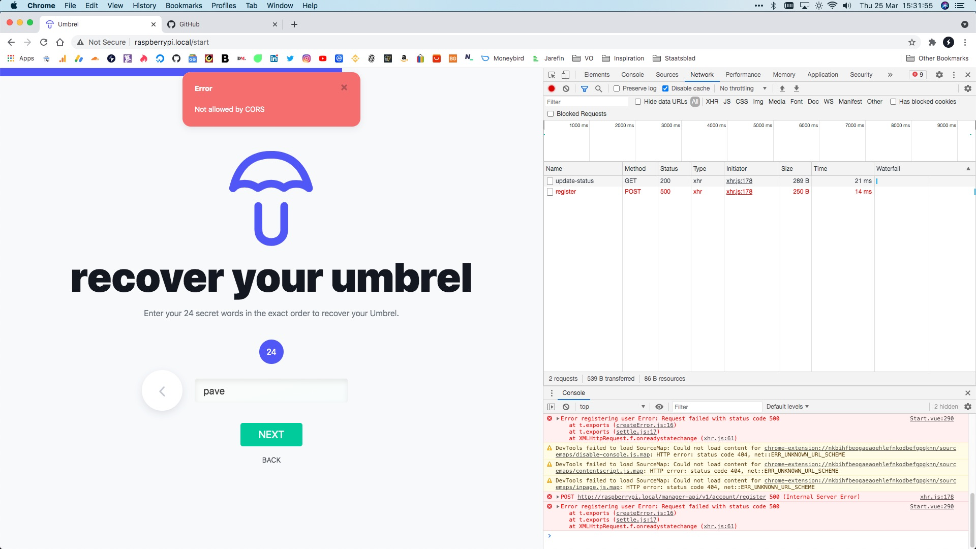 Not allowed by CORS · Issue #669 · getumbrel/umbrel · GitHub