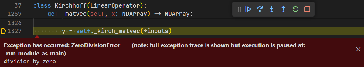 ZeroDivisionError when using forward Kirchoff operator with dynamic = True and engine="numba ...