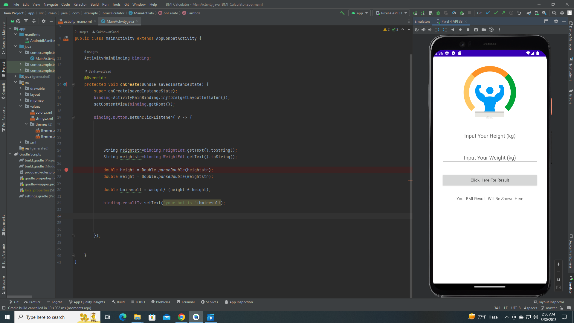 GitHub - SakhawatSaad/BMI-Calculator