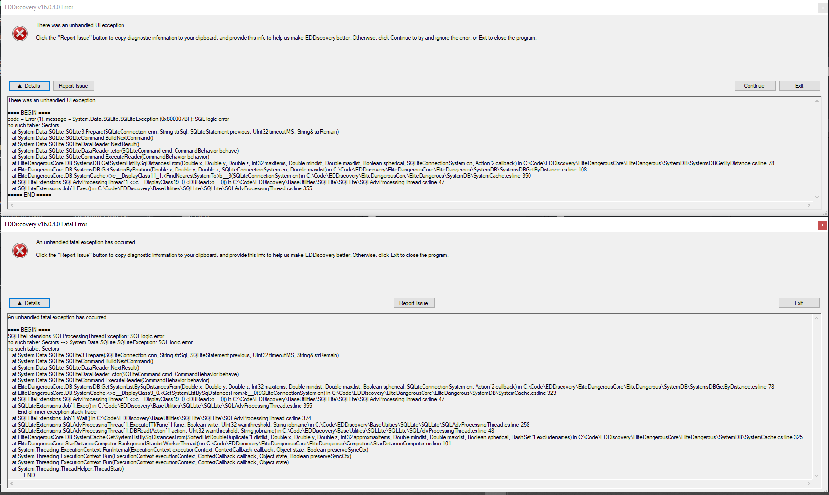 EDDiscovery crashing on launch, after C drive ran out of space · Issue #3369 · EDDiscovery ...