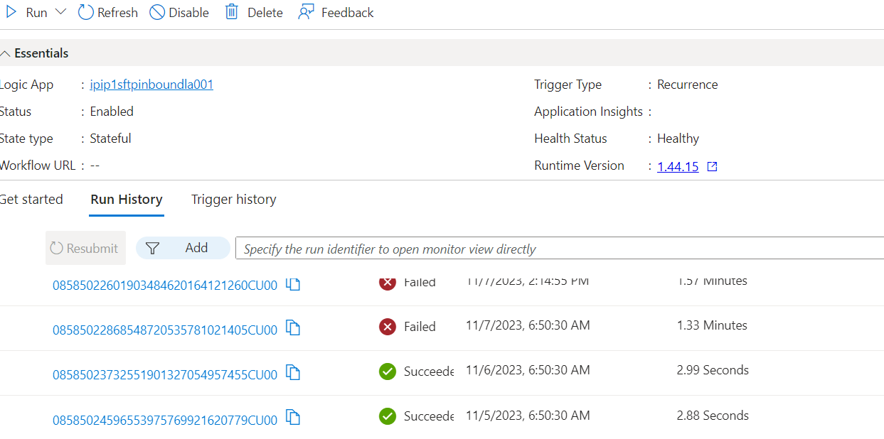 Create File on Azure path is failing which was running successfully before with a Header which ...