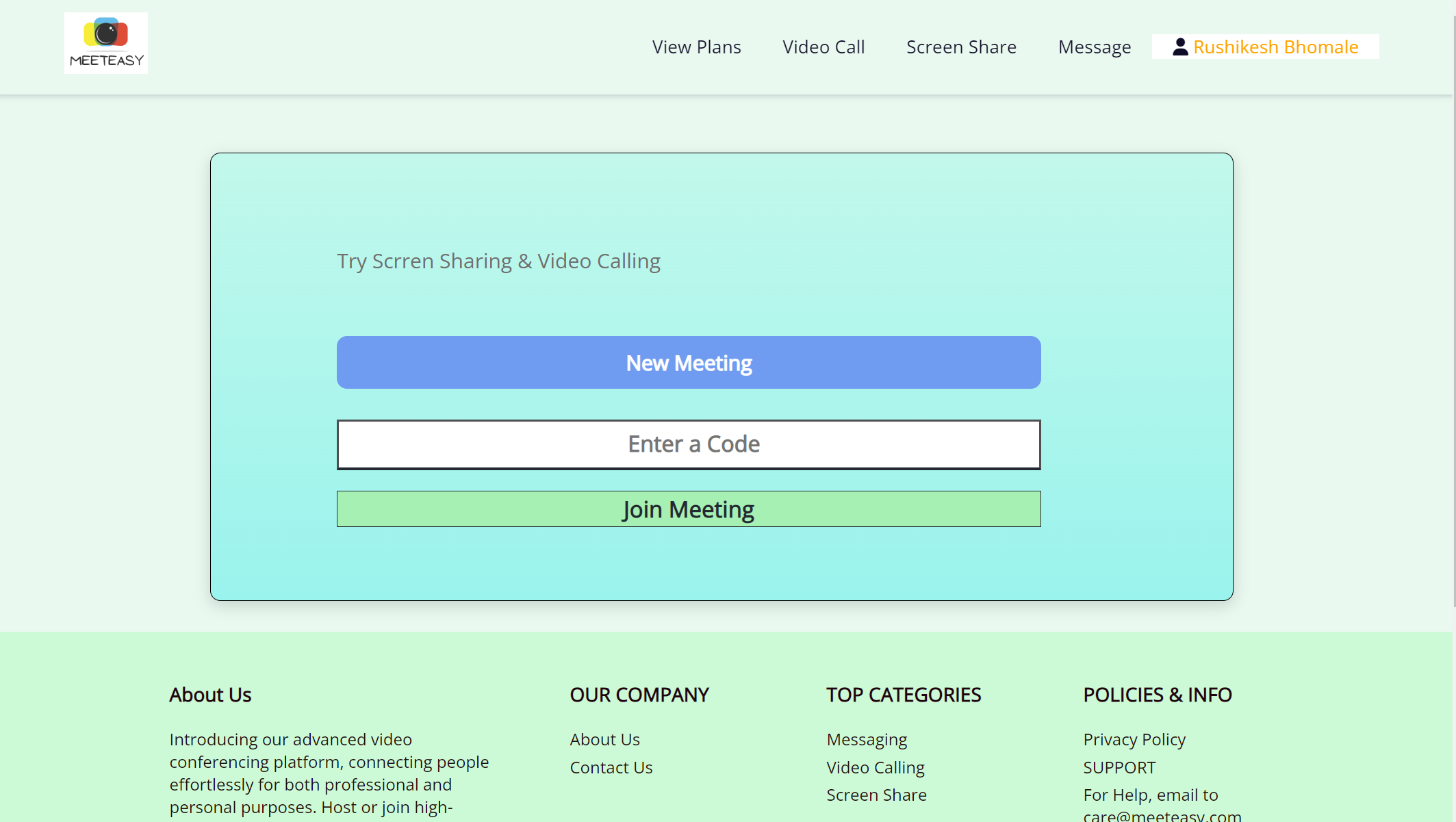 GitHub - rbhomale17/MeetEasy-Project: Introducing our advanced video ...