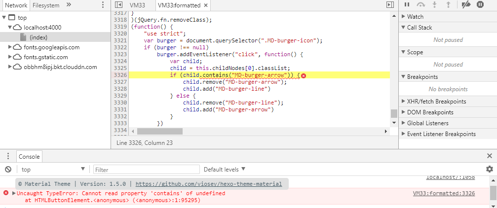 Uncaught TypeError: Cannot read property 'contains' of undefined at HTMLButtonElement. ( :1: ...
