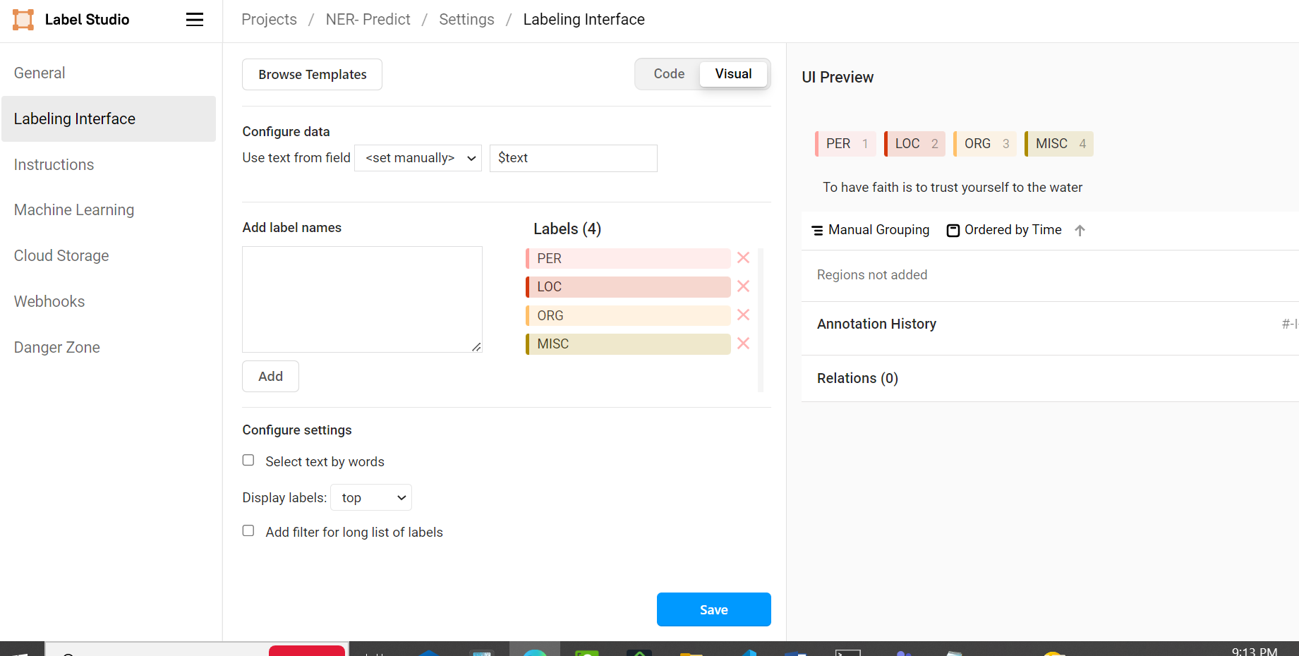i have set up ml-backend model for flair NER but model not predicting ... i have set up ml-backend model for flair NER but model not predicting ...