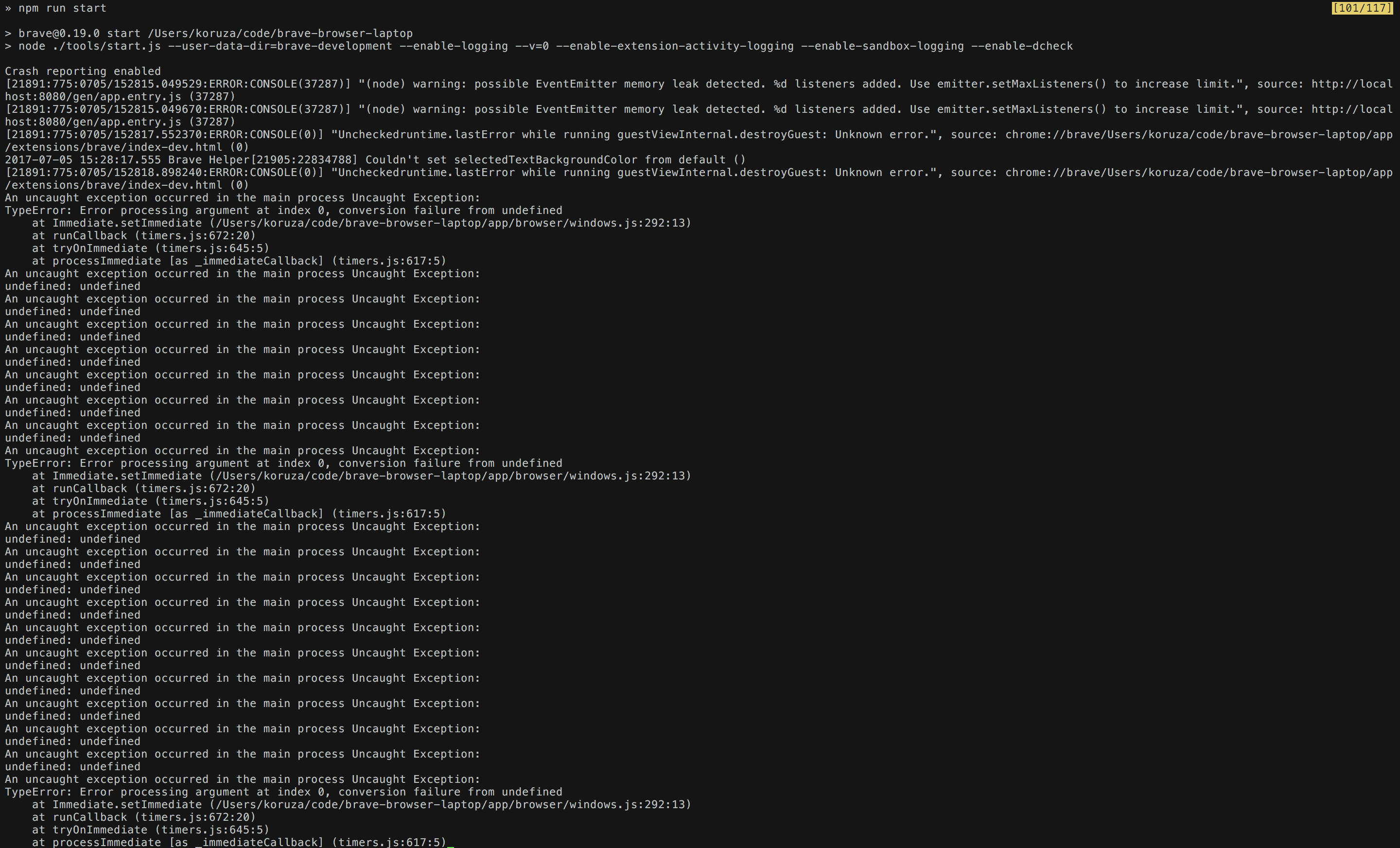 Tabbycat errors with uncaught exception. · Issue #9871 · brave/browser ...