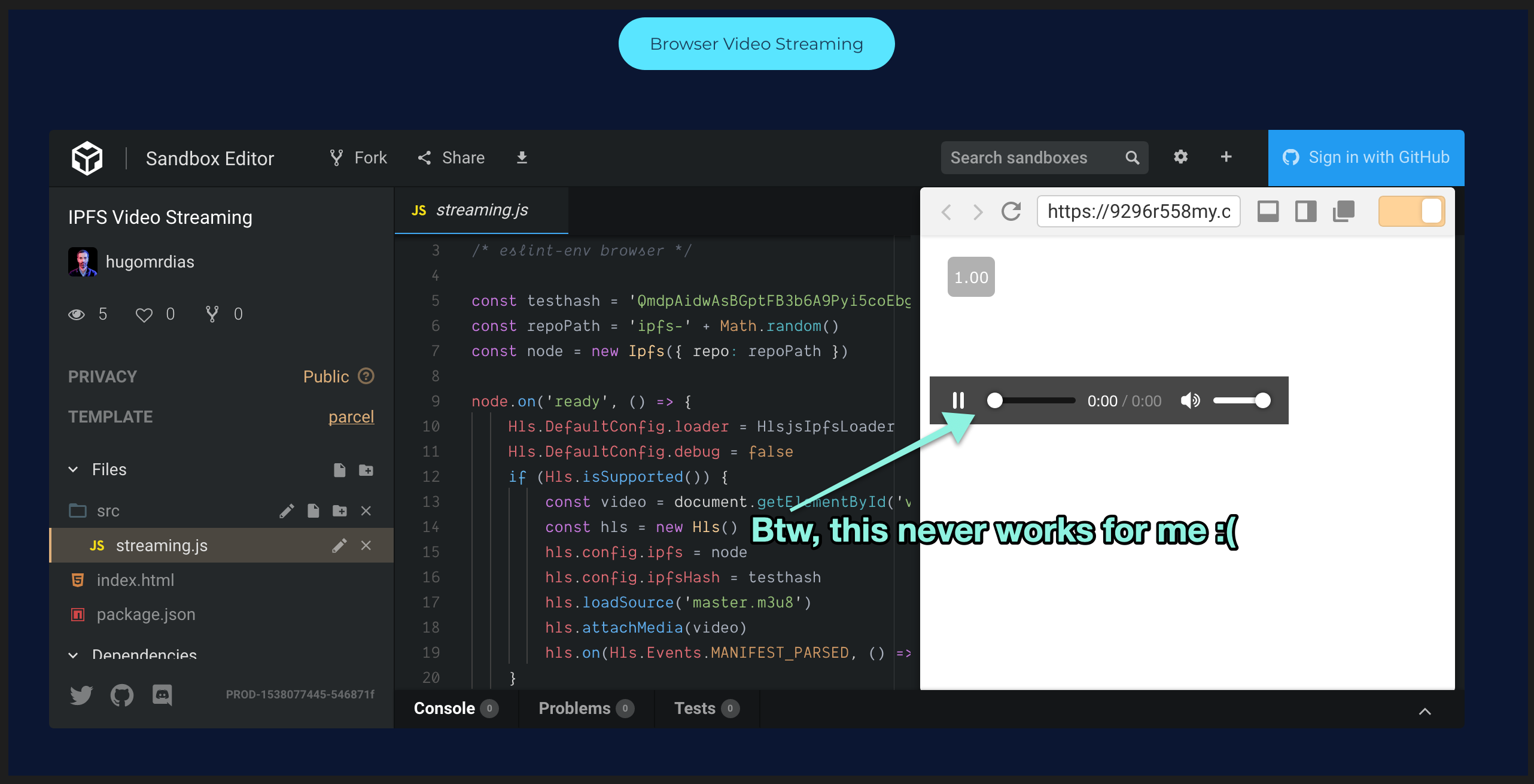 Video Streaming Example doesn't not need to use HLS · Issue #179 · ipfs-inactive/old-js-ipfs ...