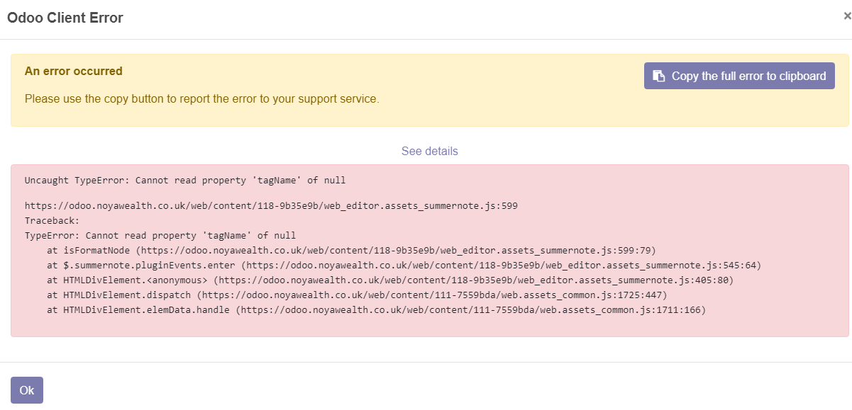 Odoo Client Error When Editing Task Description With Table · Issue 67806 · Odooodoo · Github