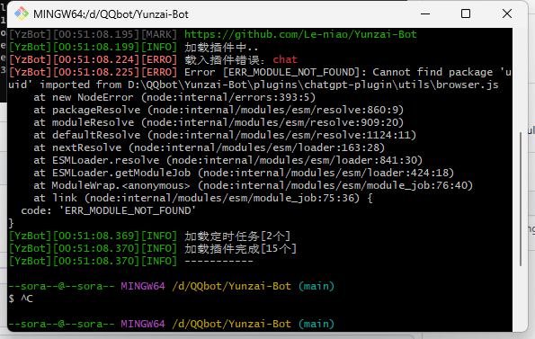 载入插件错误：chat · Issue #47 · ikechan8370/chatgpt-plugin · GitHub