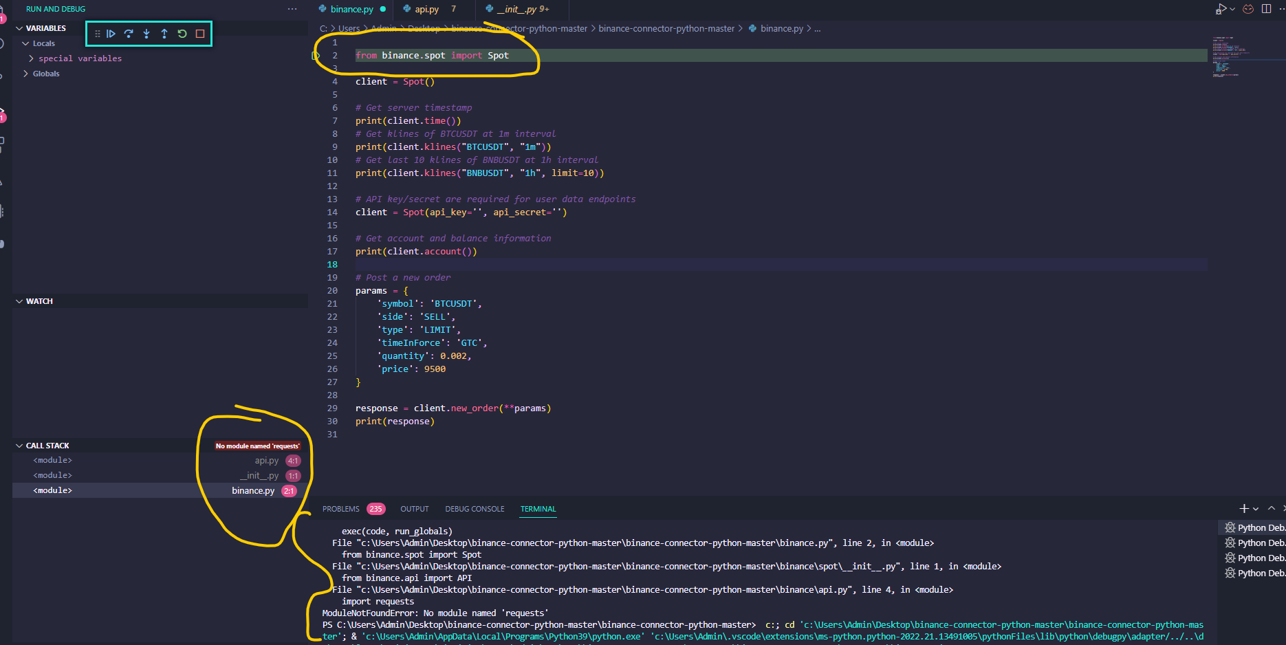 Modulenotfounderror No Module Named Requests · Issue 195 · Binance Binance Connector Python
