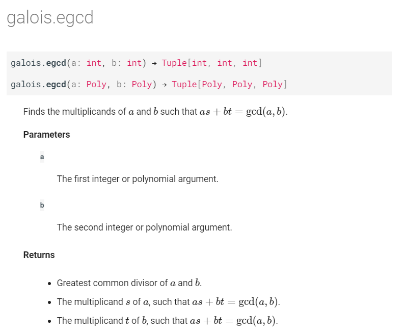 Fix display of overloaded functions in Sphinx · Issue #337 · mhostetter/galois · GitHub
