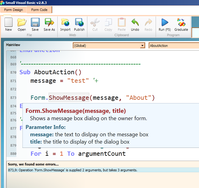 Error Message about Num of Params · Issue #13 · VBAndCs/sVB-Small-Visual-Basic · GitHub
