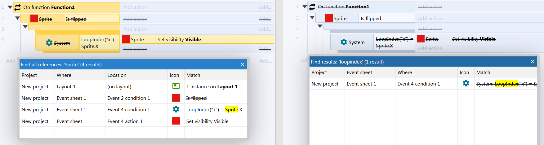 Find All References doesn't show some disabled conditions · Issue #4925 · Scirra/Construct-bugs ...