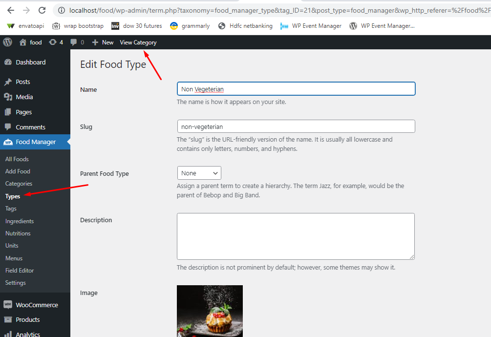 Edit food type display wrong text in admin bar · Issue #256 ...