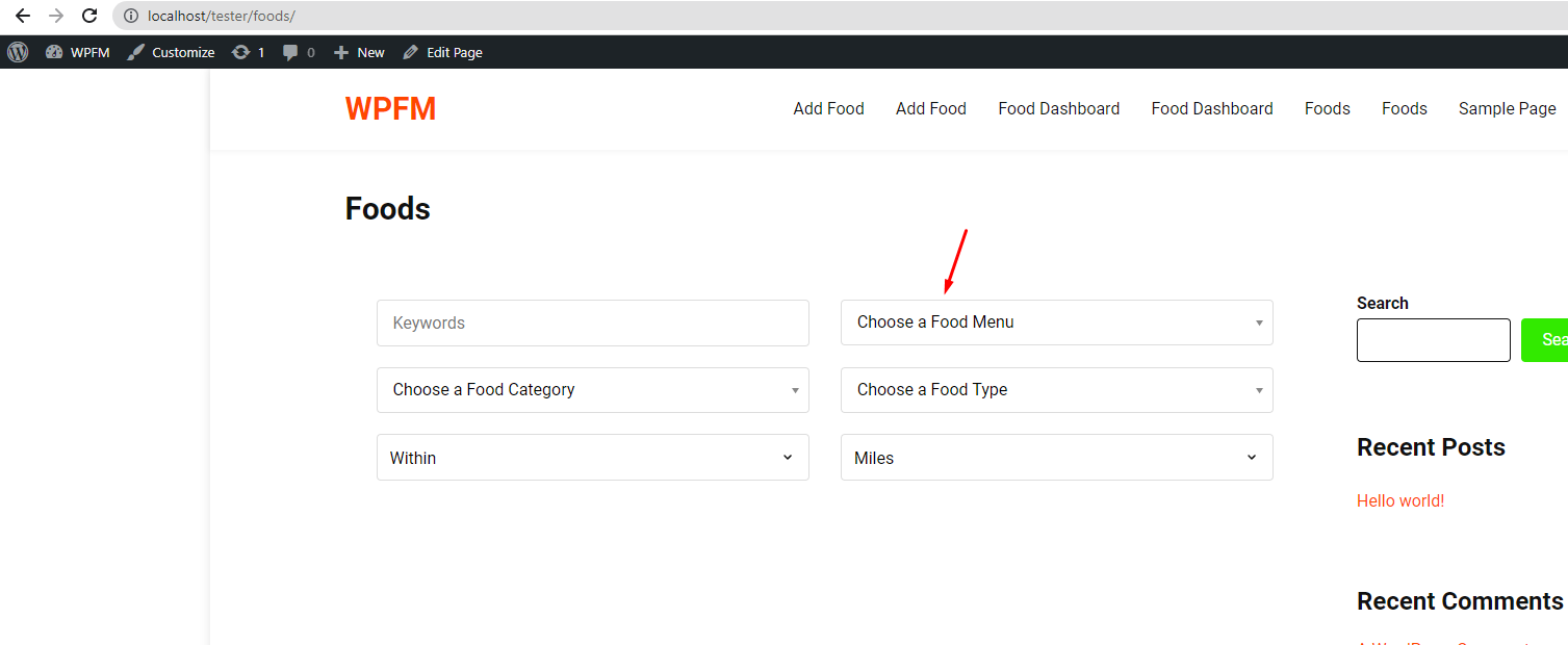 Fronted : Food menu filter missing in food listing page · Issue #231 ...