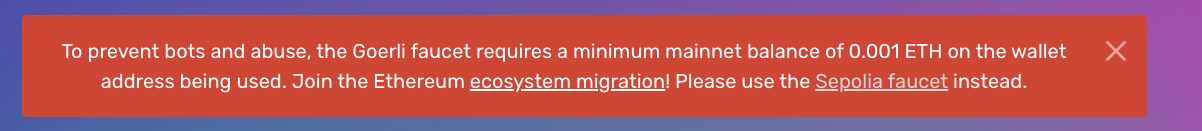 goerlifaucet 目前要求该地址在主网至少有 0.001ETH 才能领取 · Issue #27 · ChainToolDao/chaintool-frontend · GitHub