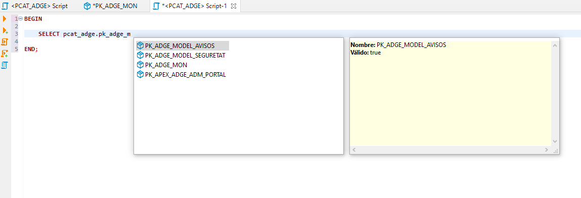Oracle package (PLSQL) functions autocomplete not working, missing or ...