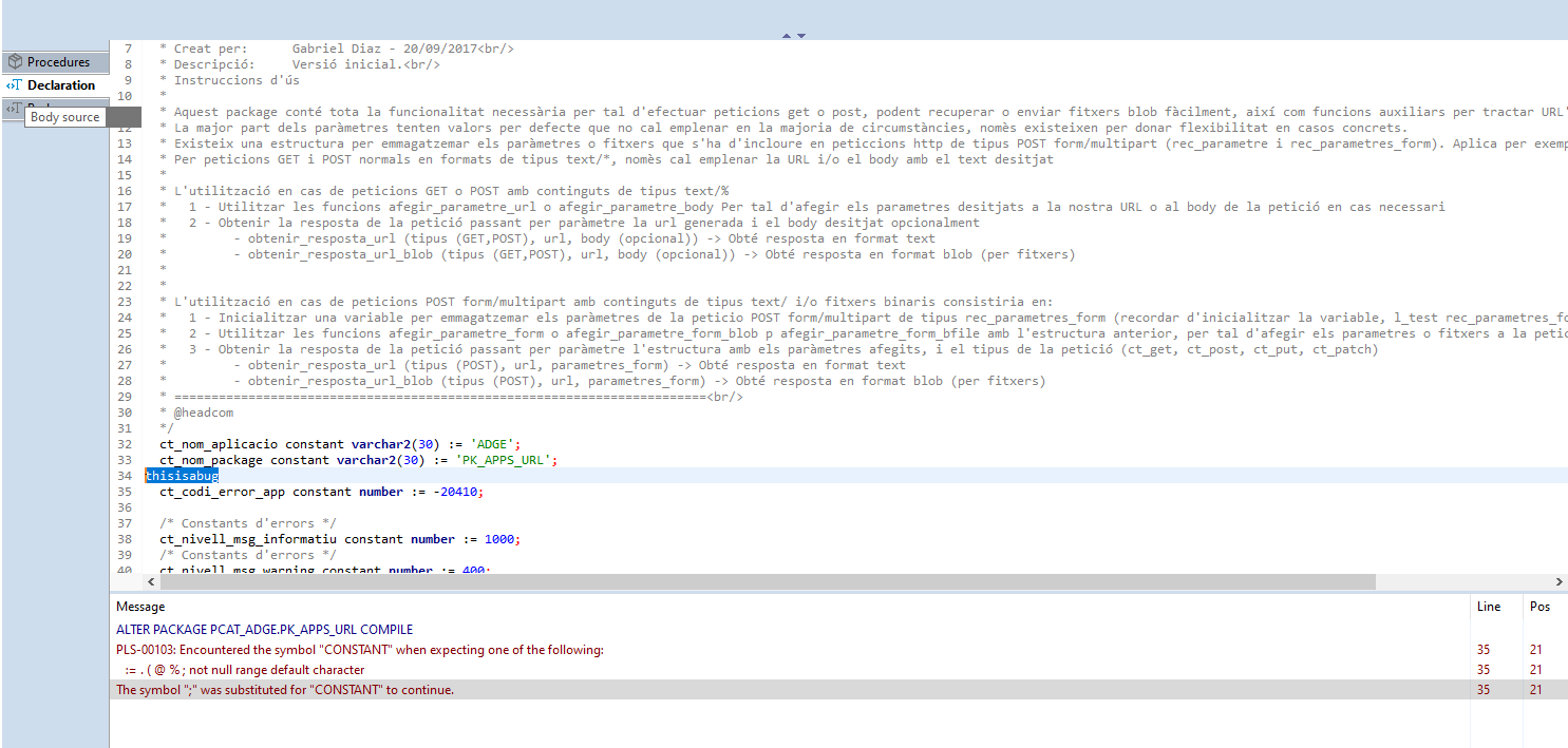 [Bug / missing functionality] Compile log window is empty after compile Oracle DB package ...