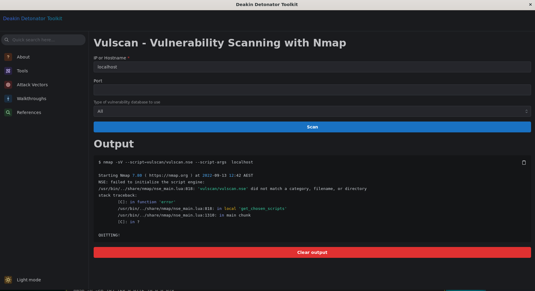 Vulscan Tool Completed by tjmat1 · Pull Request #58 · Hardhat-Enterprises/Deakin-Detonator ...