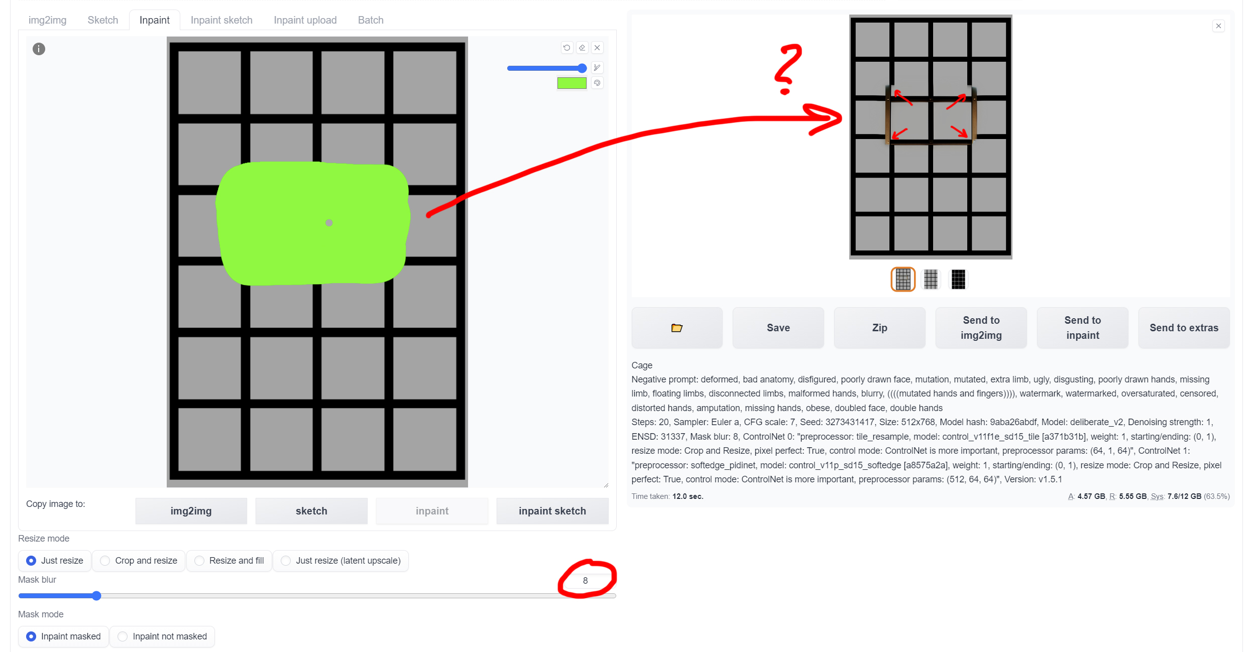 [Bug]: Bug in AUTOMATIC1111 when running ControlNet and Inpaint in "Only masked" and "Mask blur ...