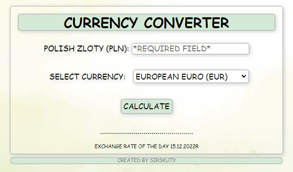 GitHub - SebastianNadialkowski/Currency-Converter