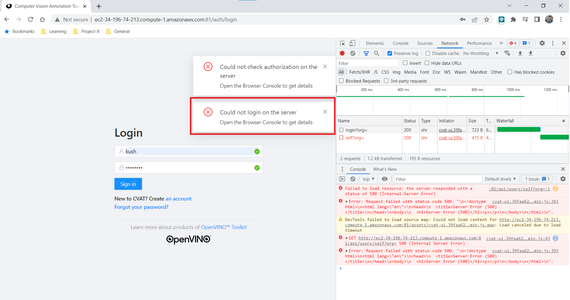 Not able to login to CVAT UI which is deployed in AWS EC2 instance