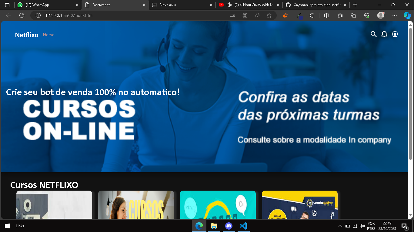 GitHub - Caynnan1/projeto-tipo-netflix-cursos: Esse projeto é como se fosse uma netflix só que ...