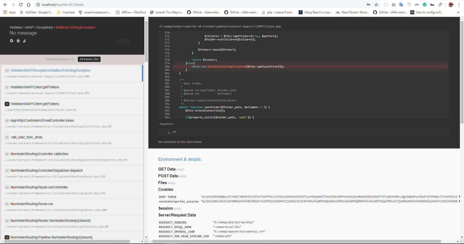 One.com webmail fetching the folders throw new MailboxFetchingException($this->getLastError ...