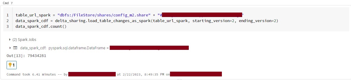 While accessing the data on recipient side using delta_sharing.load_table_changes_as_spark(), it ...