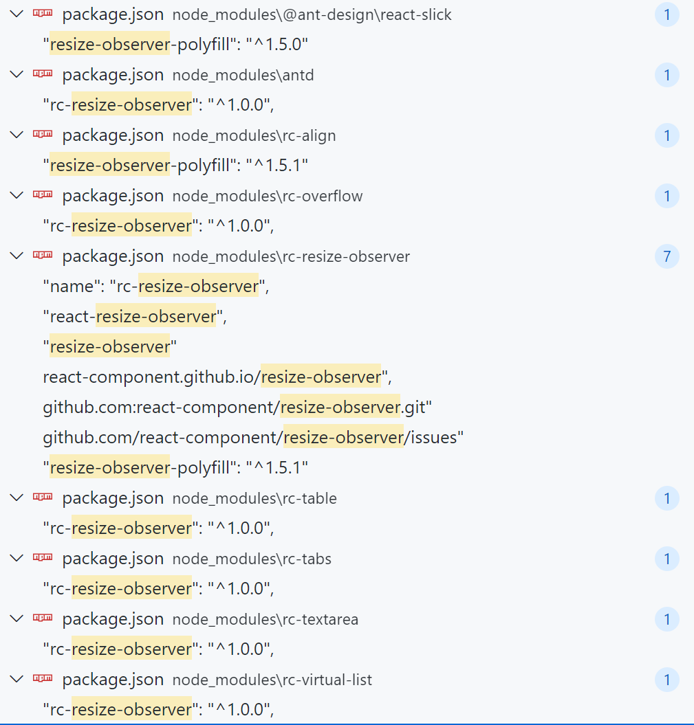 放弃resize-observer-polyfill，使用https://github.com/juggle/resize-observer · Issue #30595 · ant ...