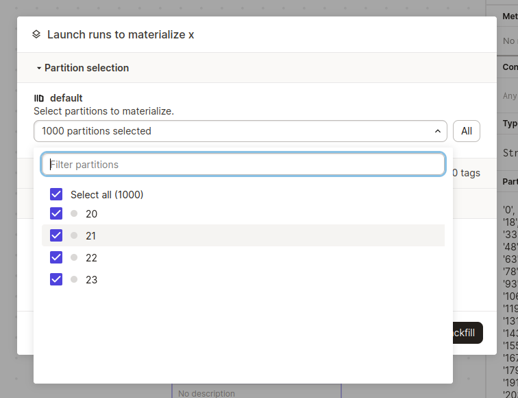 Partition selector modal broken · Issue #13798 · dagster-io/dagster · GitHub