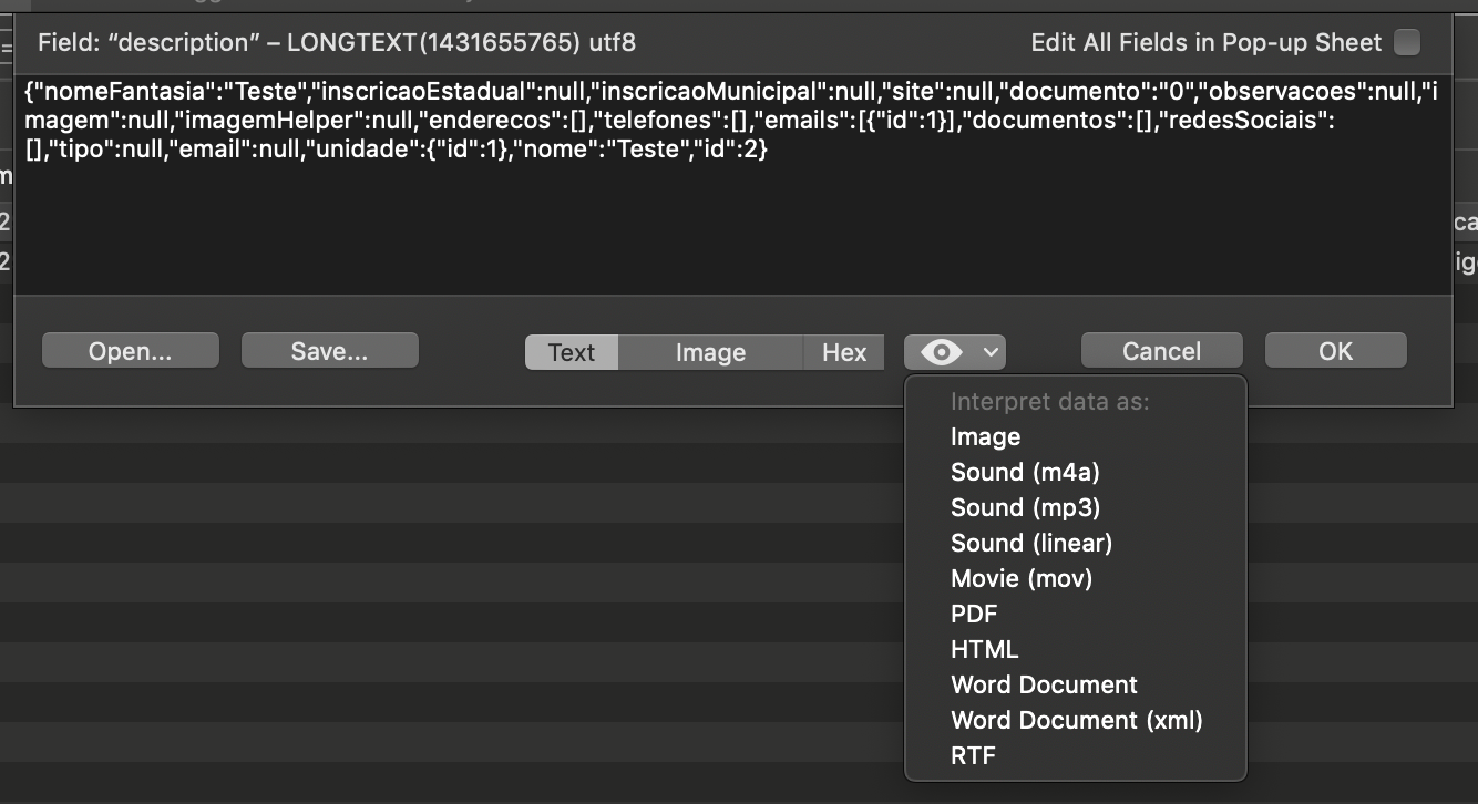 Interprete data as pretty JSON · Issue #3434 · sequelpro/sequelpro · GitHub