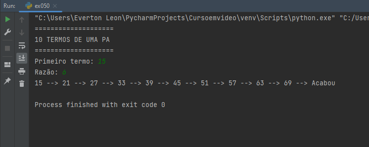GitHub - Everton-Leon/Progressao-Aritimetica: Programa em Python em que o usuário digita o ...
