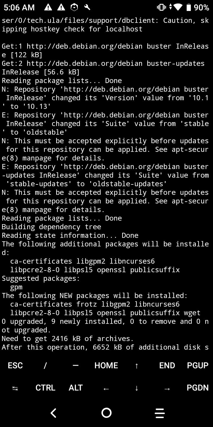 Games not working - Package repository changed · Issue #1652 · CypherpunkArmory/UserLAnd · GitHub