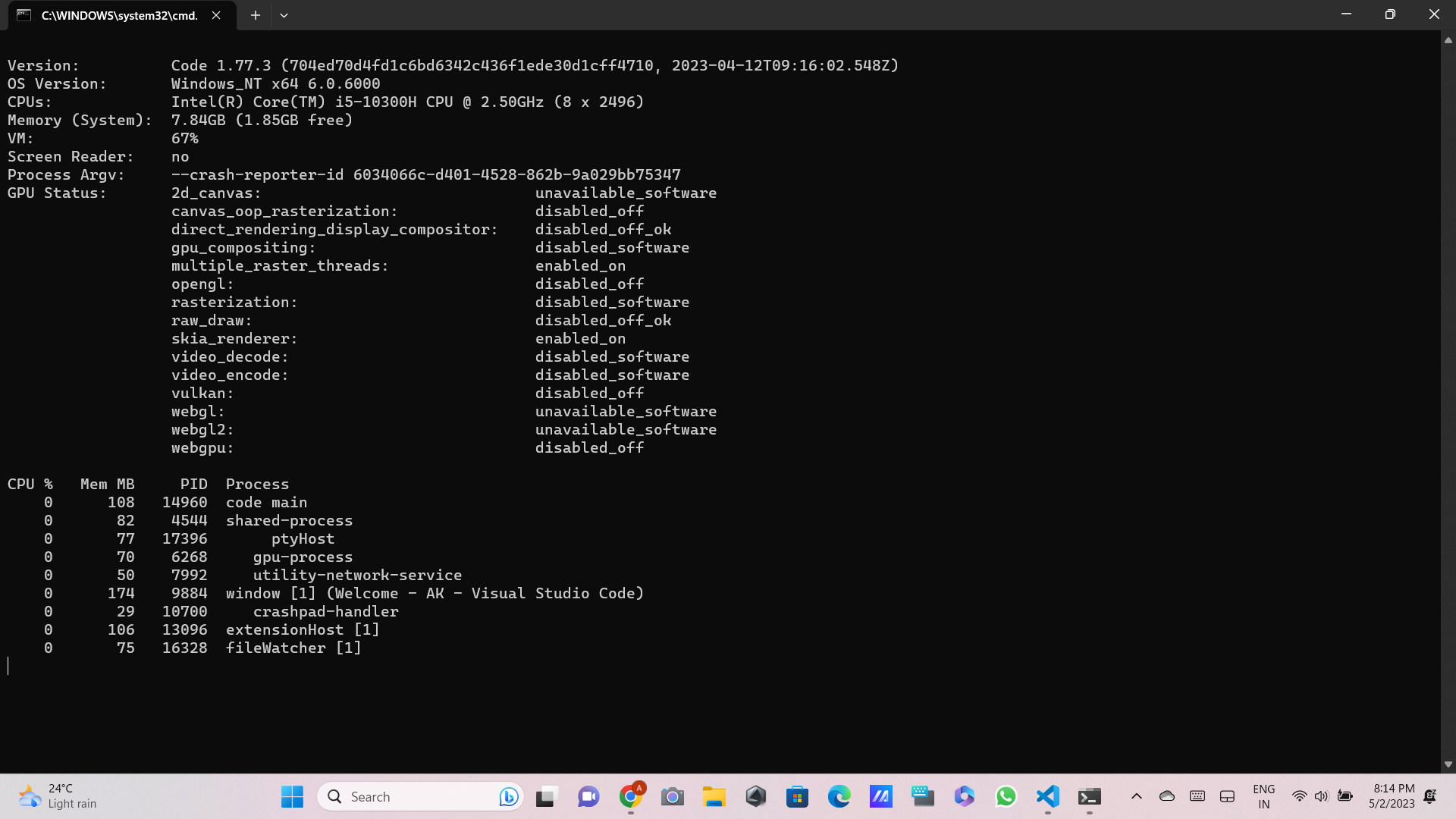 slow start with error message · Issue #181189 · microsoft/vscode · GitHub