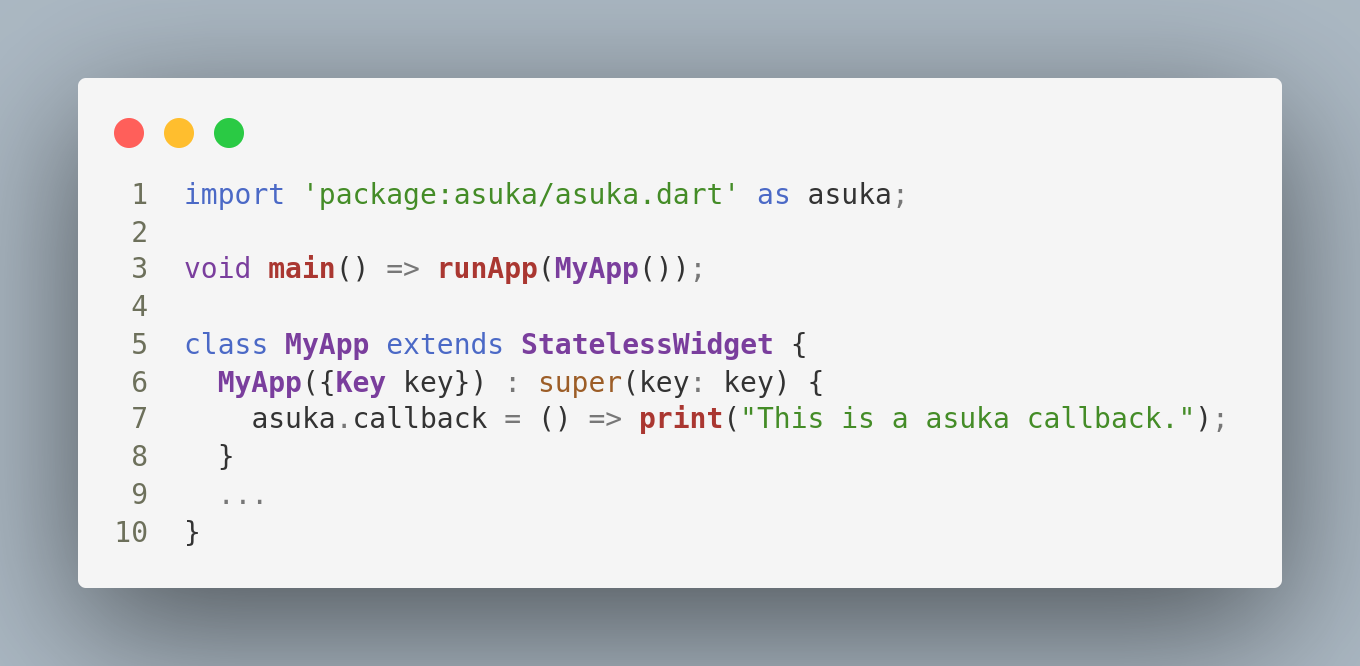 Define a asuka callback function · Issue #12 · Flutterando/asuka · GitHub
