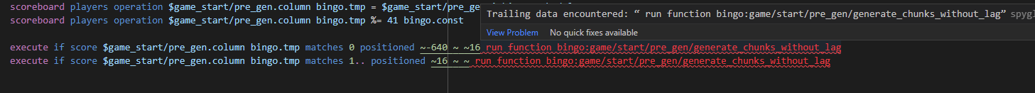 [v4] Further execute sub commands are marked as error after positioned · Issue #936 · SpyglassMC ...
