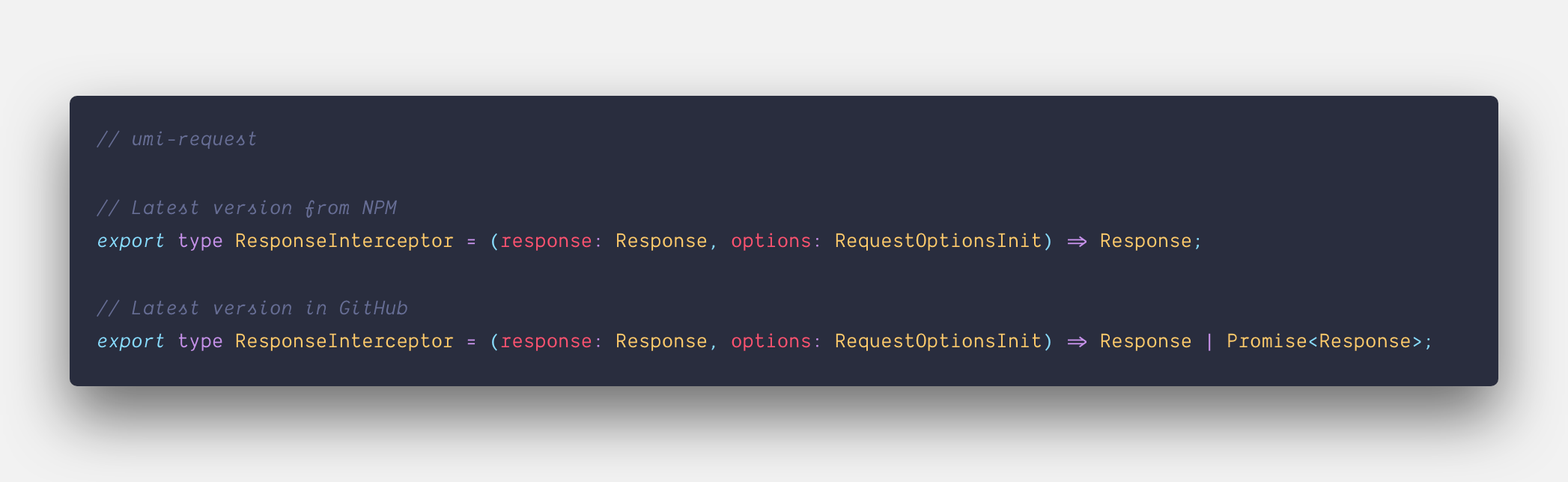 Upgrade umi-request package in the NPM to support async types · Issue #2578 · umijs/umi · GitHub