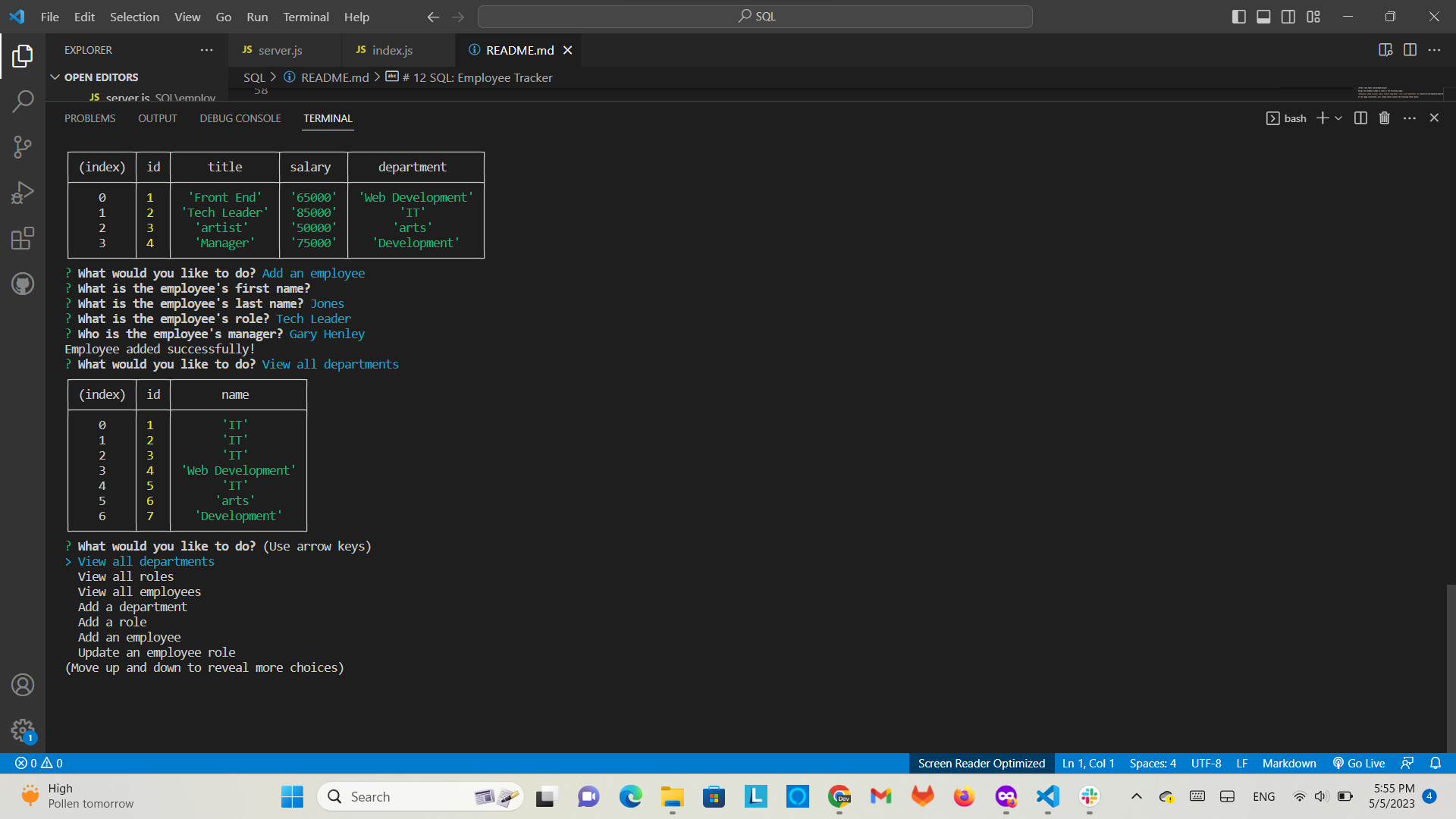 GitHub - GHBond007/12--SQL-Employee-Tracker