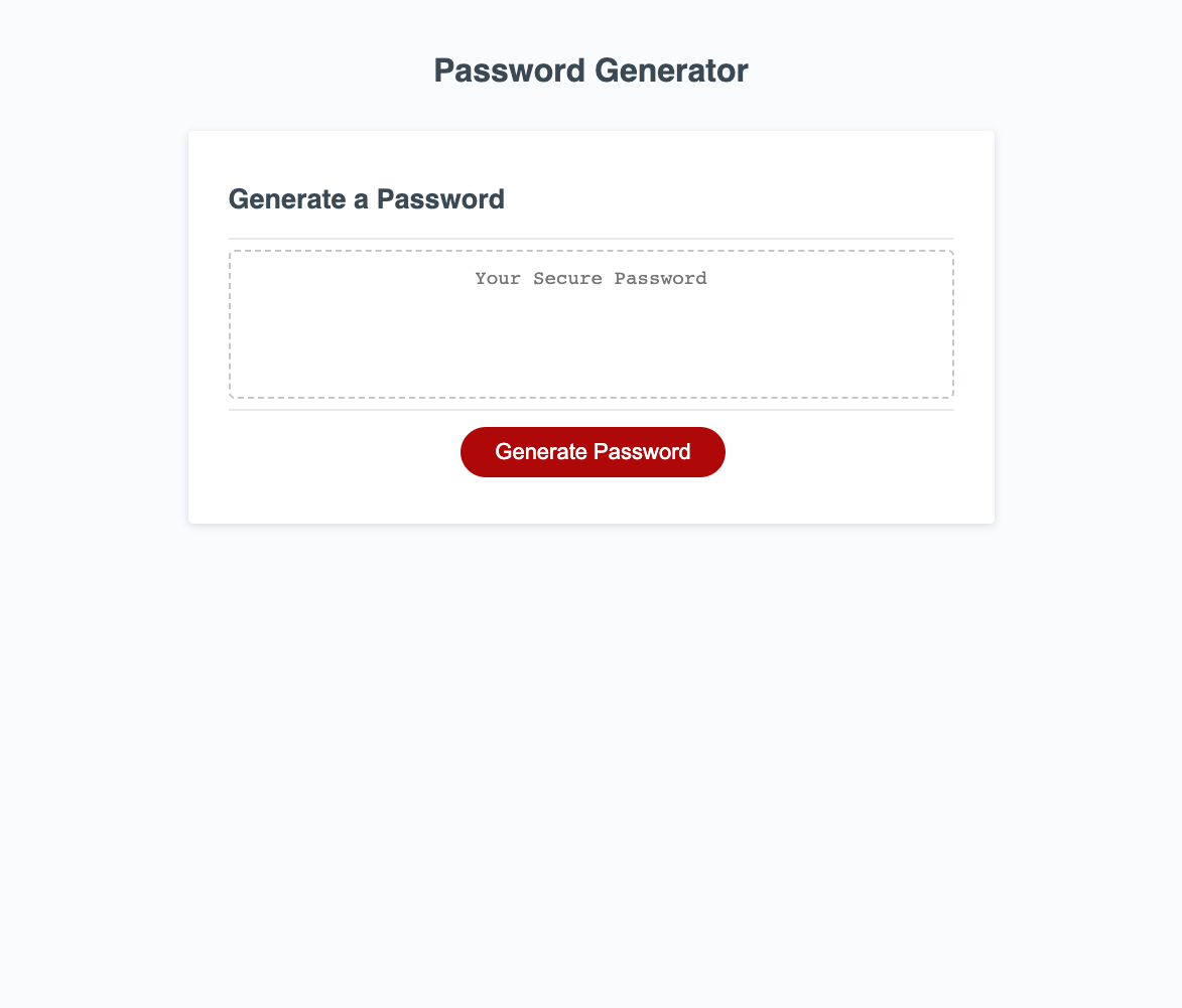 GitHub - JohnDallasMoore/Password-Generator