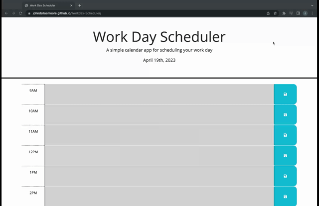 GitHub - JohnDallasMoore/Workday-Scheduler: This webpage uses Day.js ...