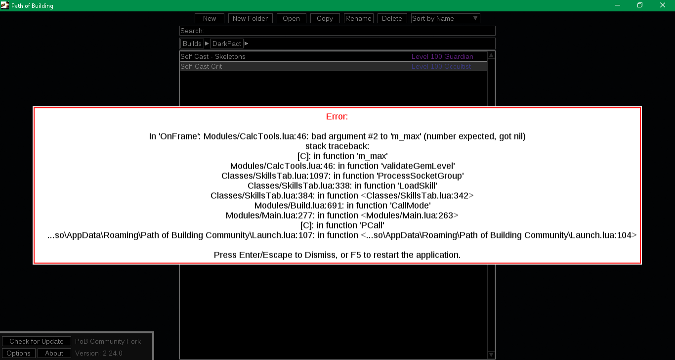 Unable To Open Build · Issue 5435 · Pathofbuildingcommunitypathofbuilding · Github