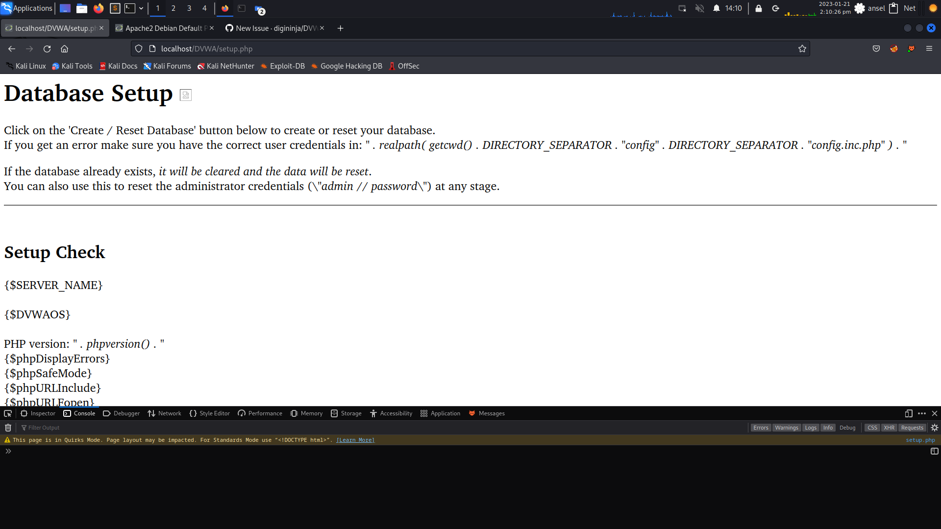 DWVA in quicks mode ?? · Issue #524 · digininja/DVWA · GitHub
