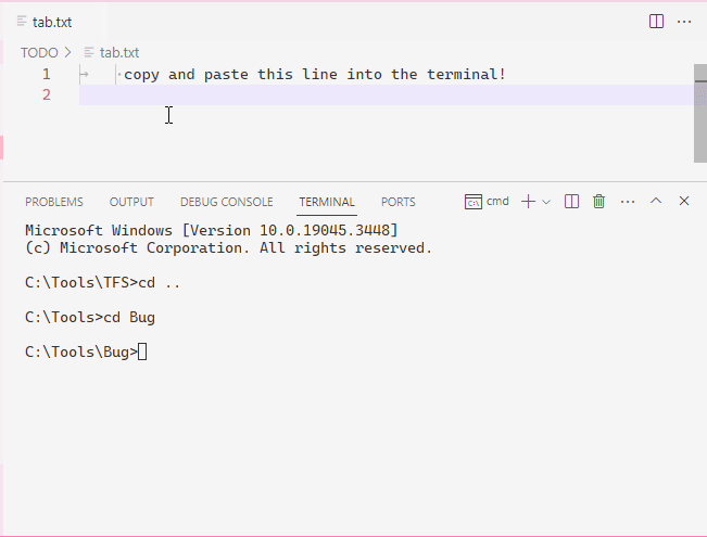 Pasting a tab character into the terminal triggers autocomplete · Issue #193955 · microsoft ...
