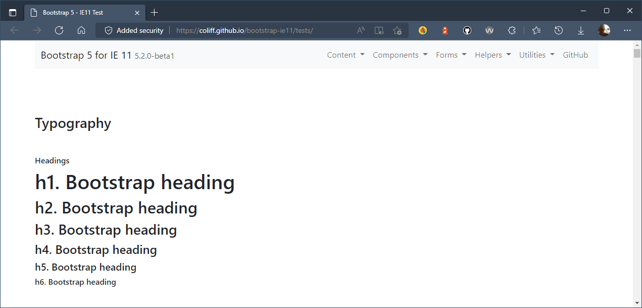 Internet Explorer 11 and Polyfills for Bootstrap 5 · twbs · Discussion #31222 · GitHub