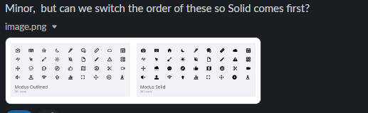 Switch the order of the iconsets on homepage so Solid comes first ...