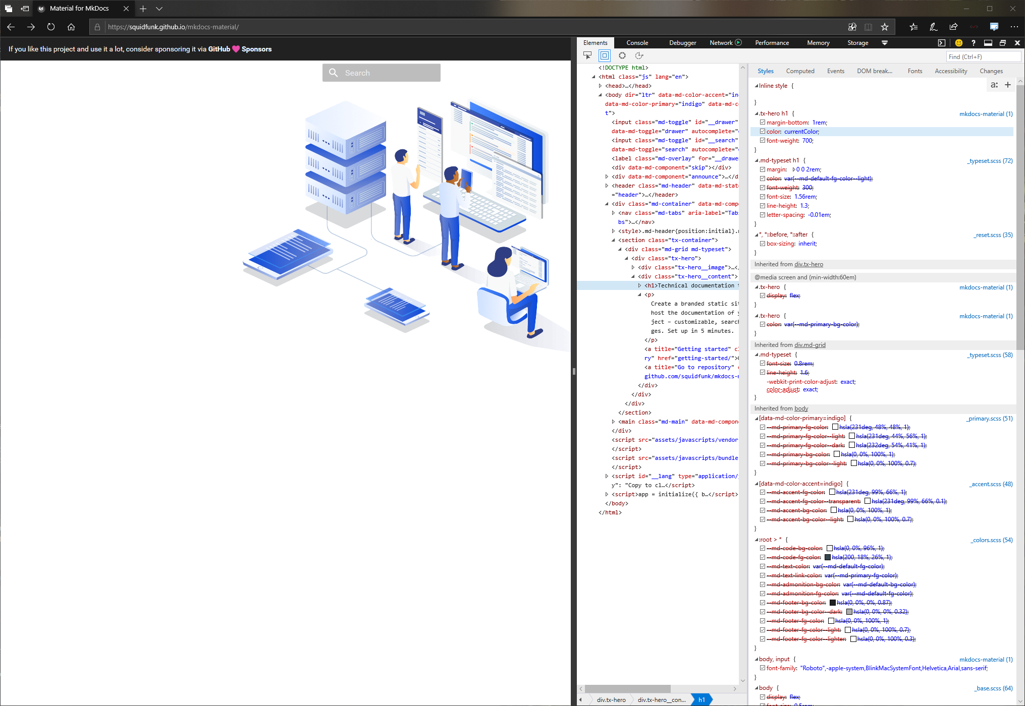 Microsoft Edge: Transparent header in 5.x · Issue #1728 · squidfunk ...