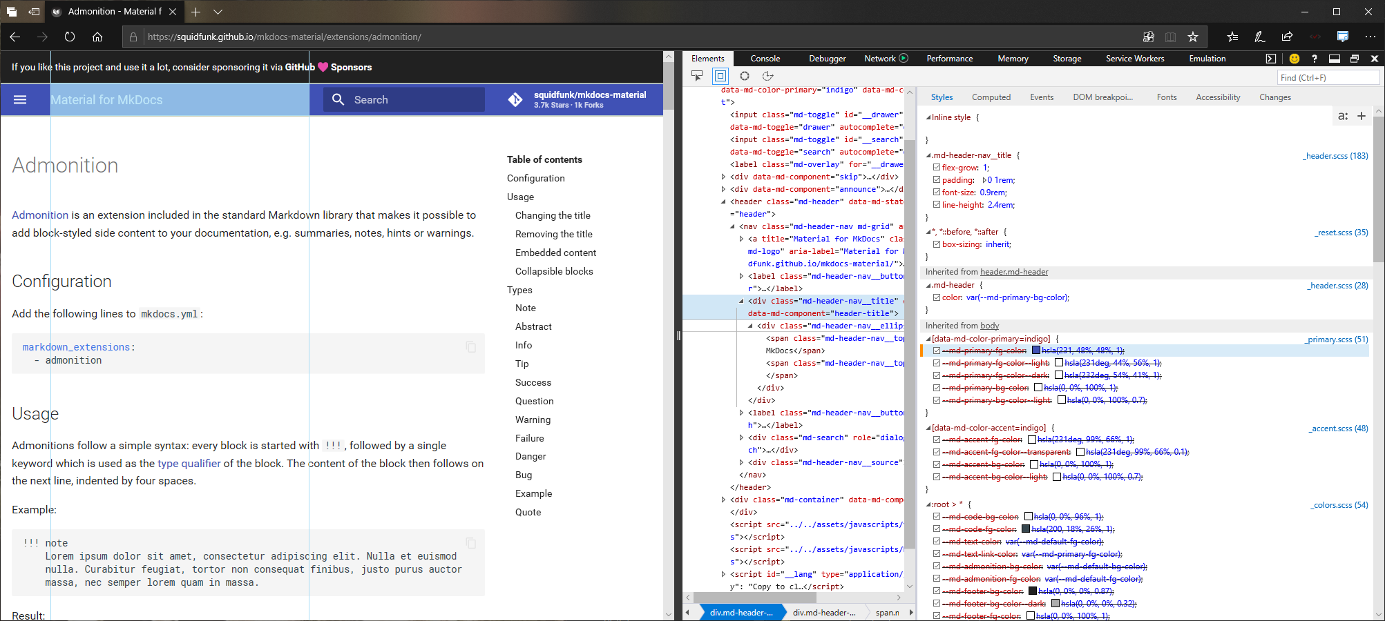 Microsoft Edge: Transparent header in 5.x · Issue #1728 · squidfunk/mkdocs-material · GitHub