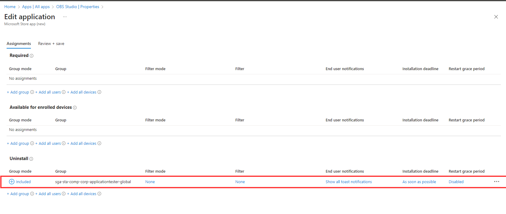 Can't uninstall when installing over Intune (Microsoft Store App ...
