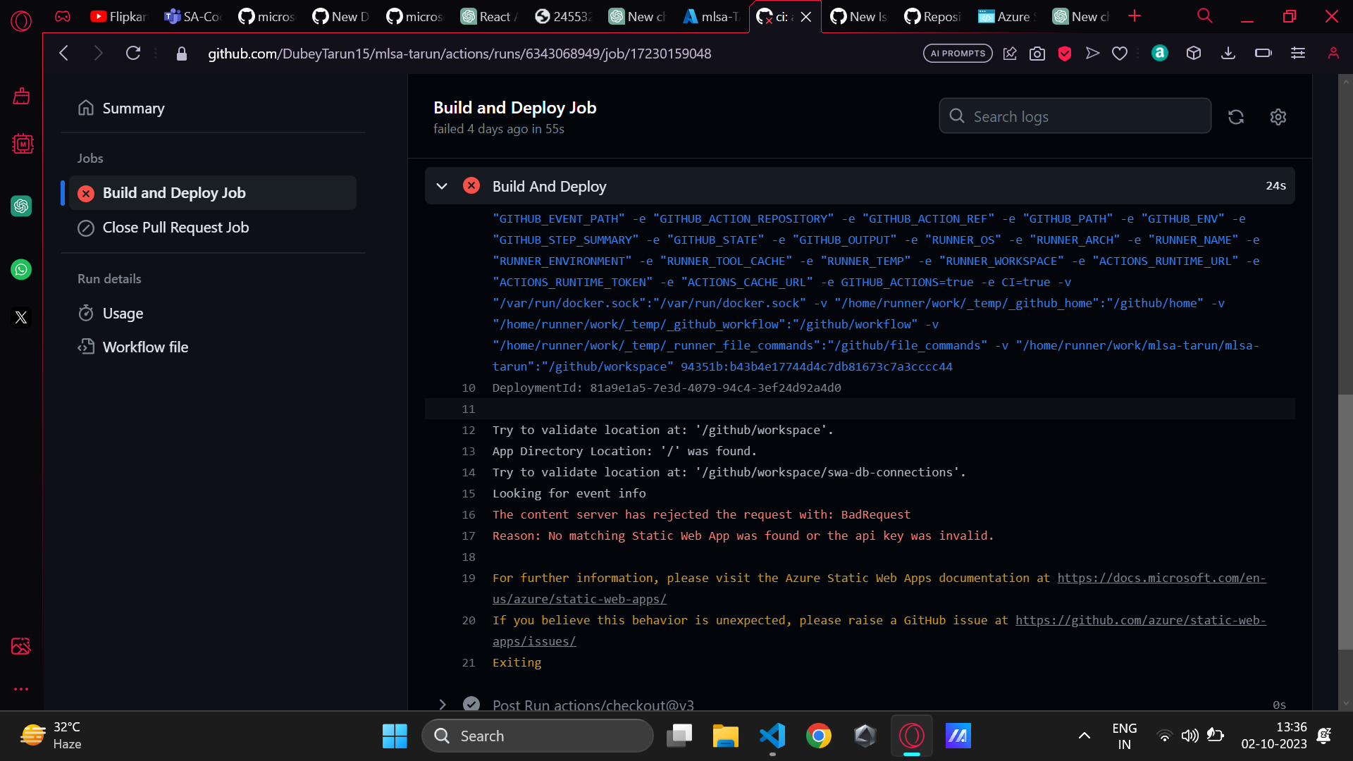 Your Azure Static Web App is live and waiting for your content error · microsoft ...